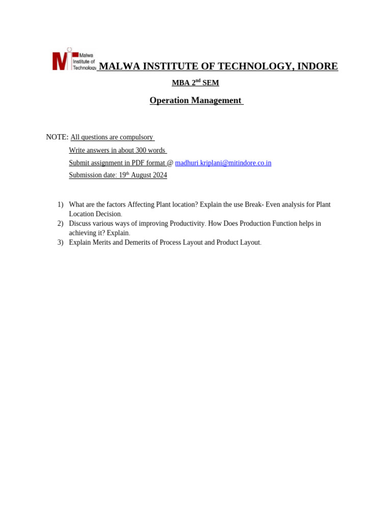 Operation Management | PDF