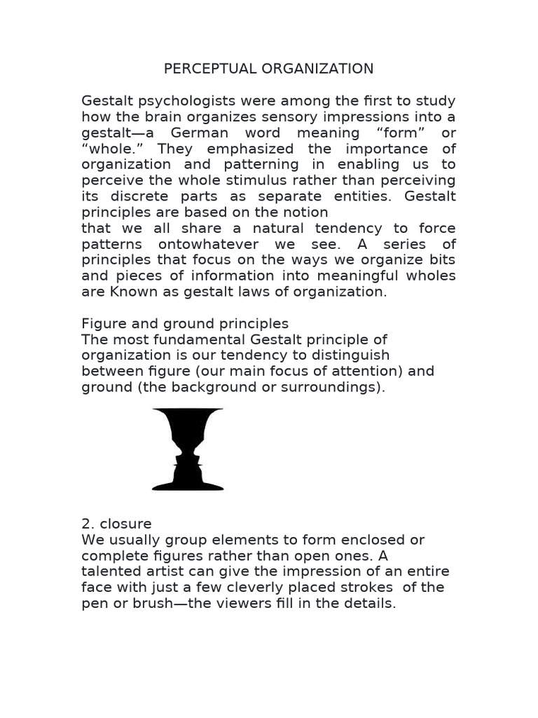 Perceptual Organization | PDF | Perception | Vision