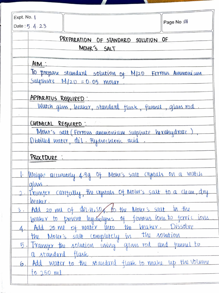 Chem Record Exp 1 To 8. | PDF