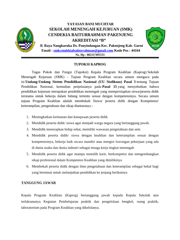 Tupoksi Kaprog | PDF