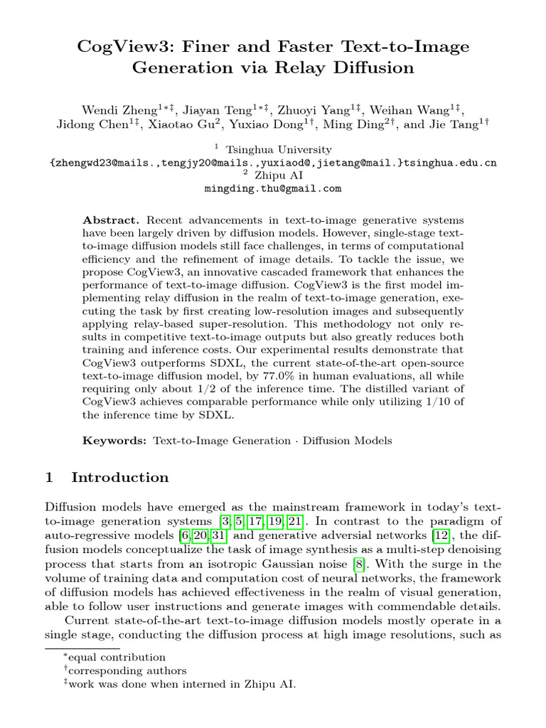 CogView3 Finer and Faster Text-To-Image Generation Via Relay Diffusion | PDF | Machine Learning ...