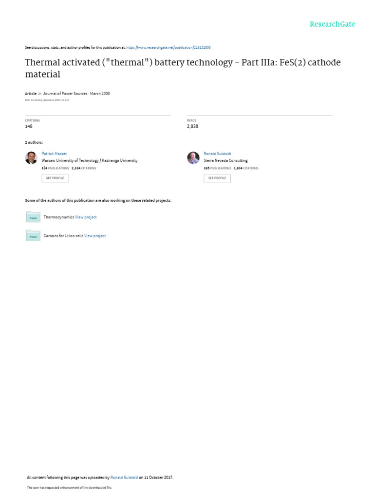 Thermal Activated (Thermal) Battery Technology - Part 3a | PDF ...