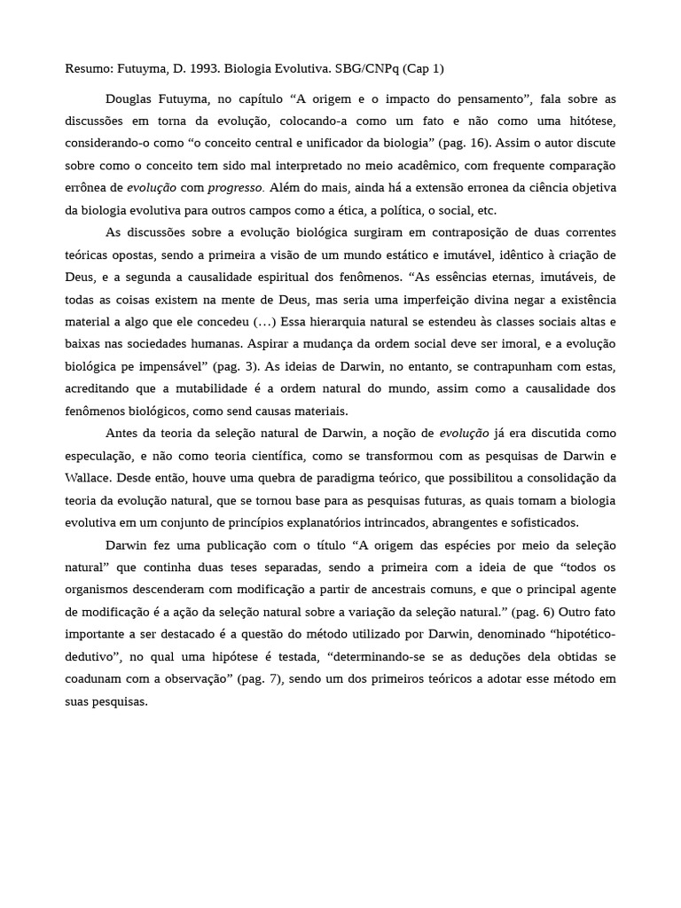 Biologia Evolutiva Futuyma | PDF | Método científico | Evolução