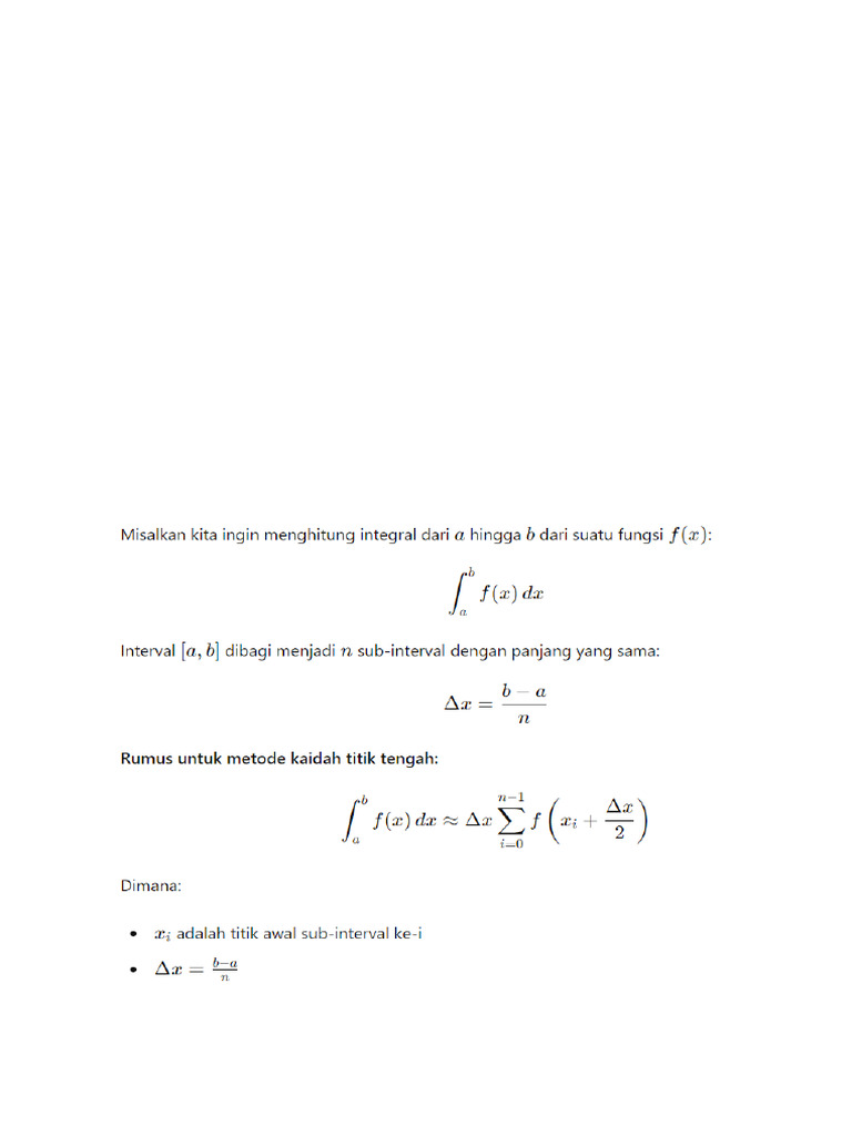 Metode Integrasi Numerik Kaidah Titik Tengah | PDF