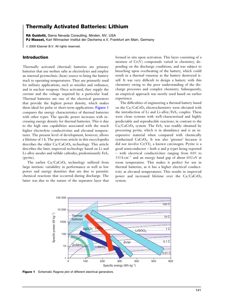 Thermally Activated Batteries-Lithium | PDF | Electrochemistry ...