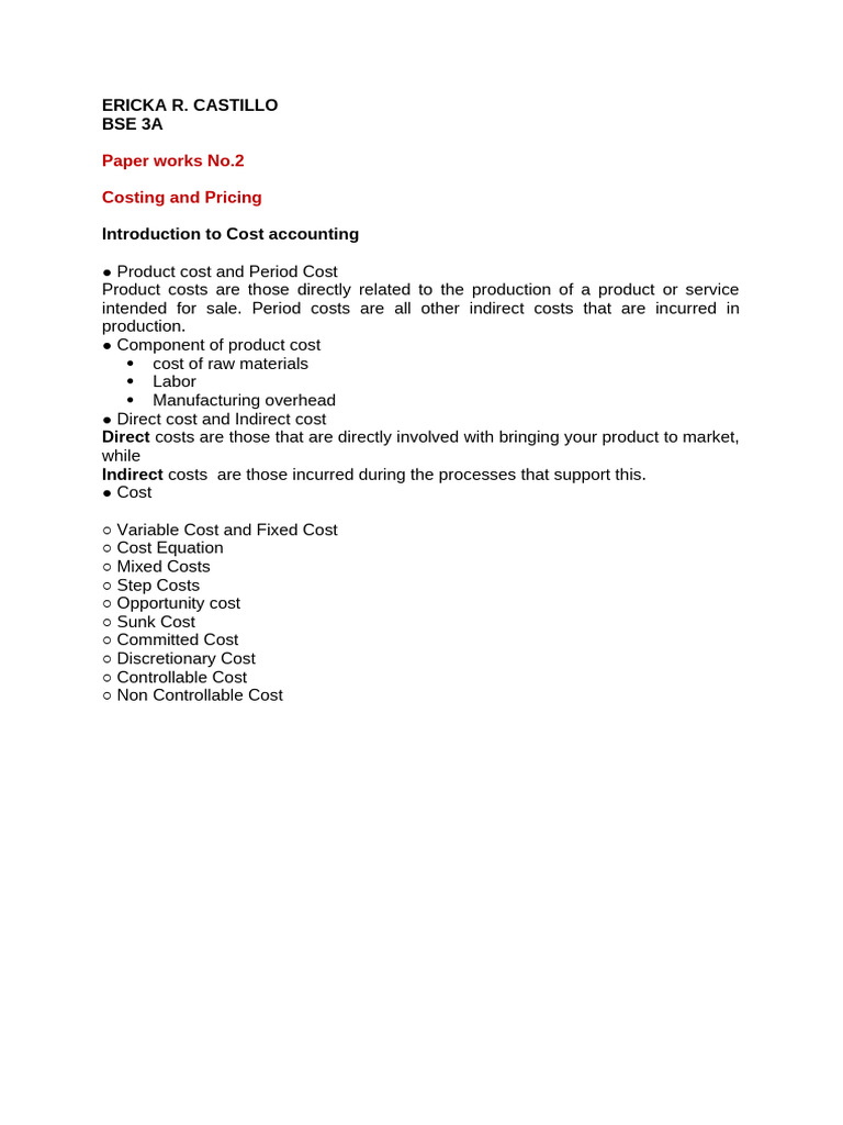 Costing and Pricing Fundamentals | PDF | Business