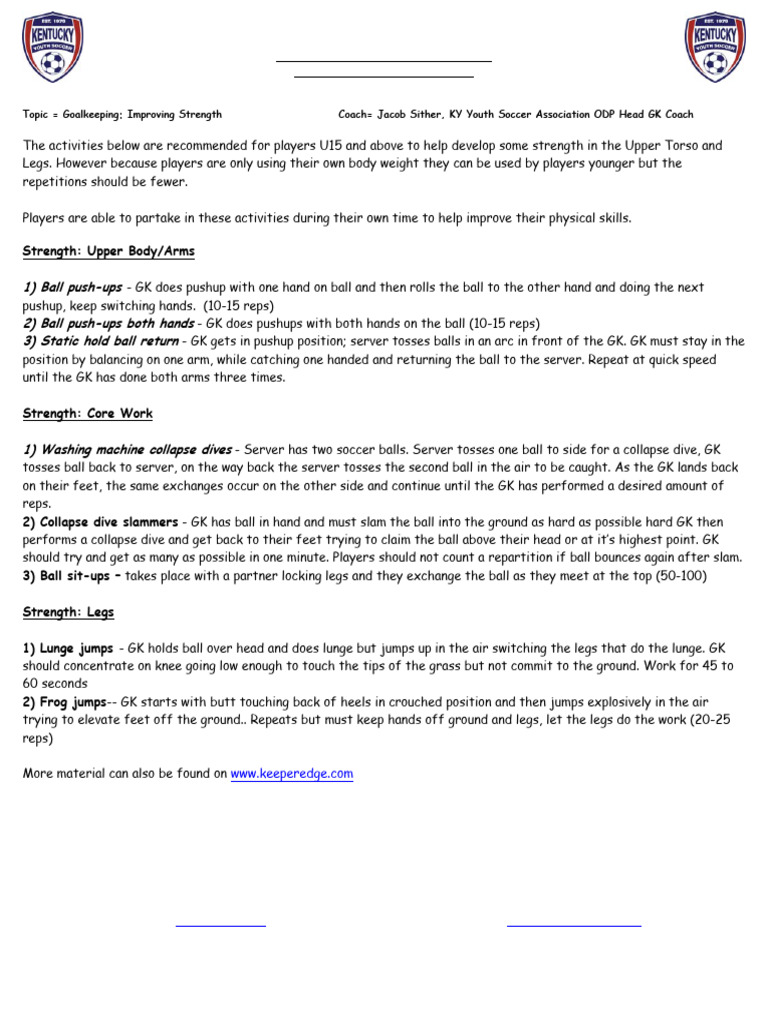 Goalkeeping Strength Training Plan | PDF