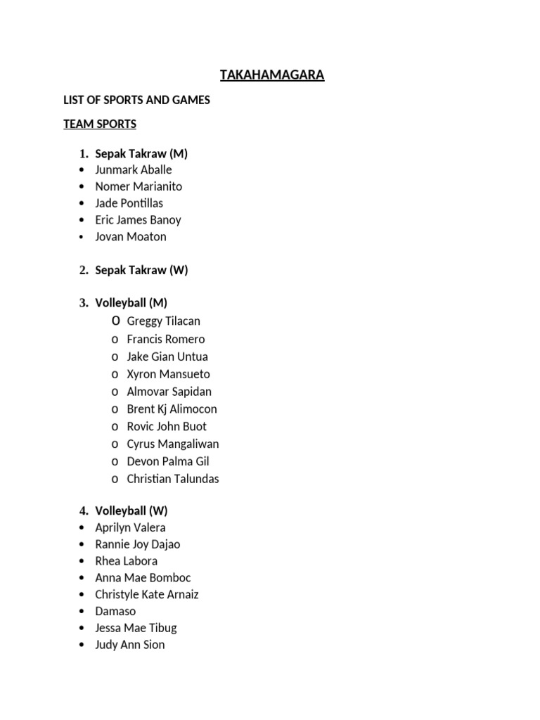 Lists of Participants Per Team Sports Event | PDF | Summer Olympic ...