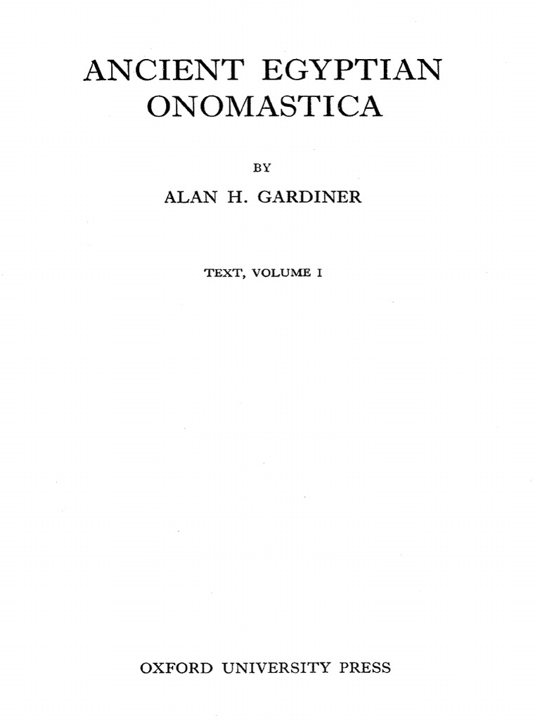 Ancient Egyptian Onomastica Volume I | PDF