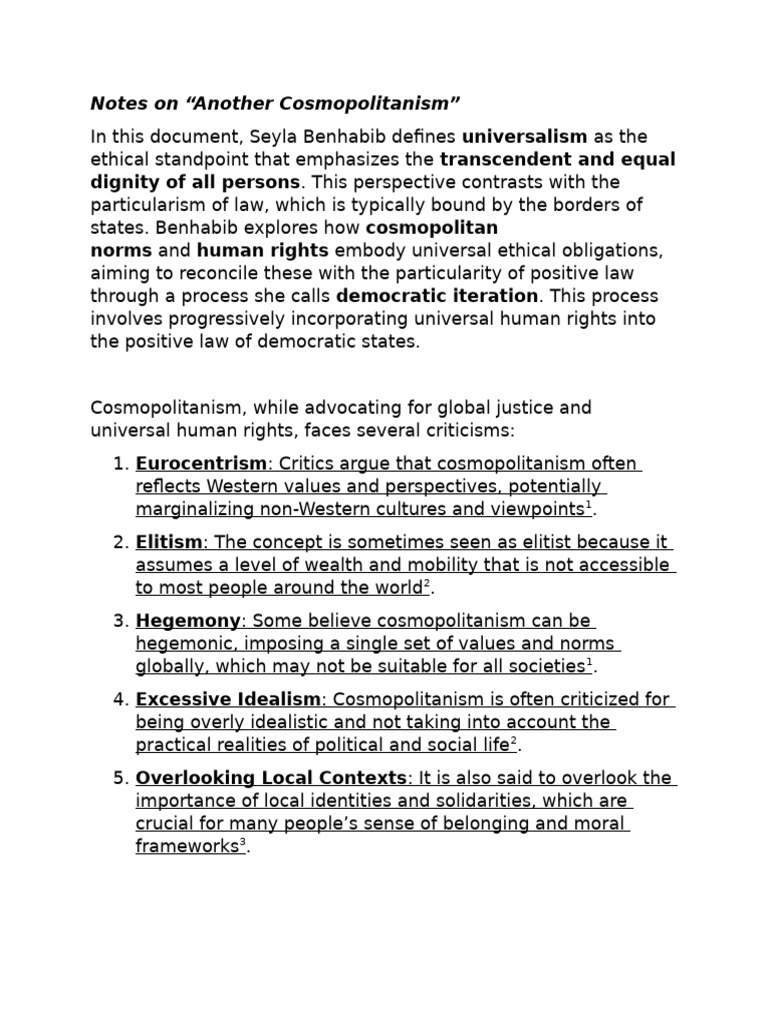 Notes On Another Cosmopolitanism | PDF | Cosmopolitanism | Justice