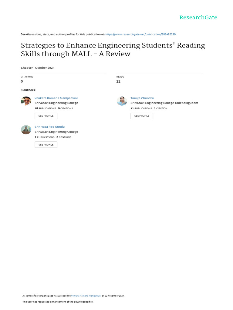 Strategies To Enhance Engineering Students' Reading Skills Through MALL - A Review | PDF | Art ...