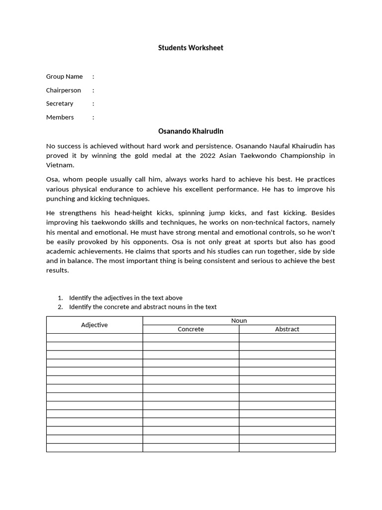 Students Worksheet | PDF