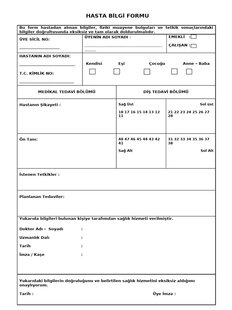 1 Hasta+Bilgi+Formu 1 | PDF