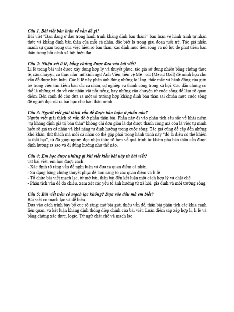 Câu Trả Lời PHT | PDF