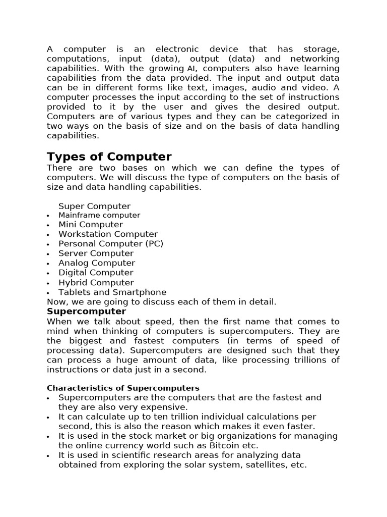 A Computer Is An Electronic Device That Has Storage | PDF | Personal ...