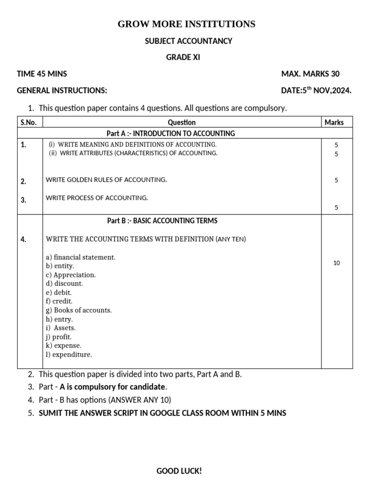 Nov Monthly Test | PDF | Finance & Money Management