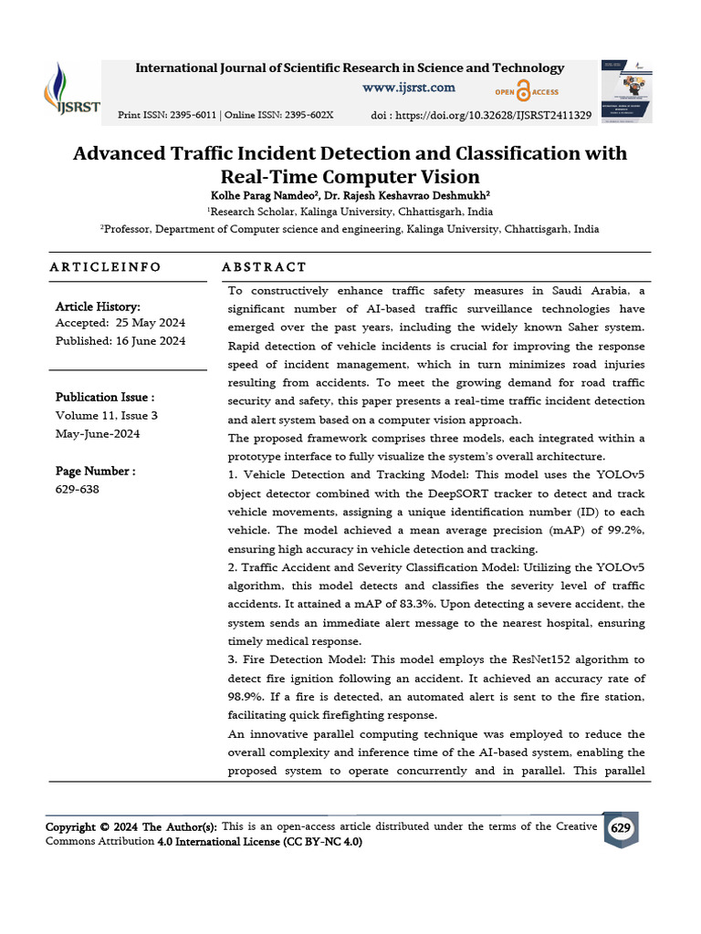 Advanced Traffic Incident Detection And Classification With Pdf
