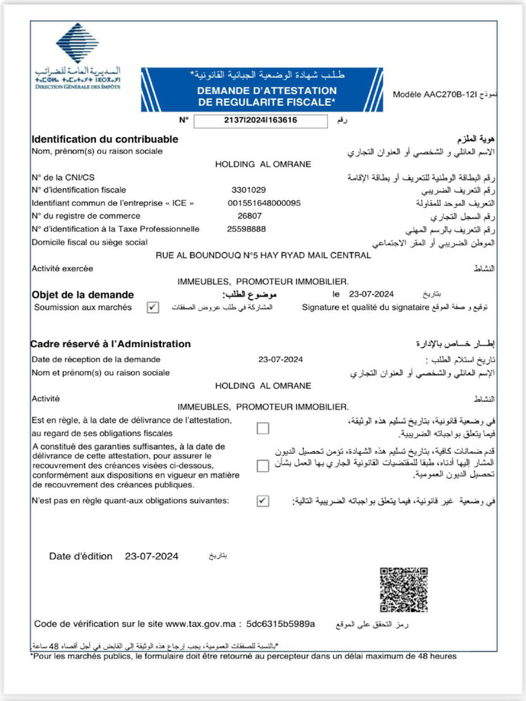 Attestation Fiscal | PDF