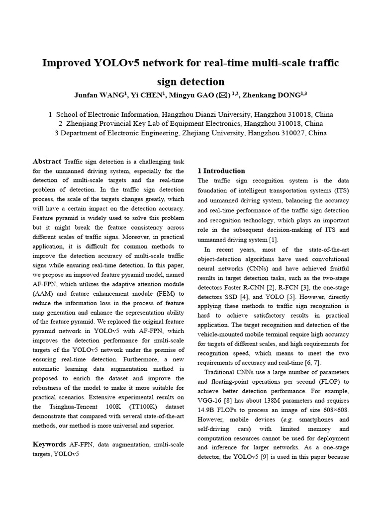 Improved YOLOv5 Network For Real-Time Multi-Scale Traffic | PDF | Applied Mathematics