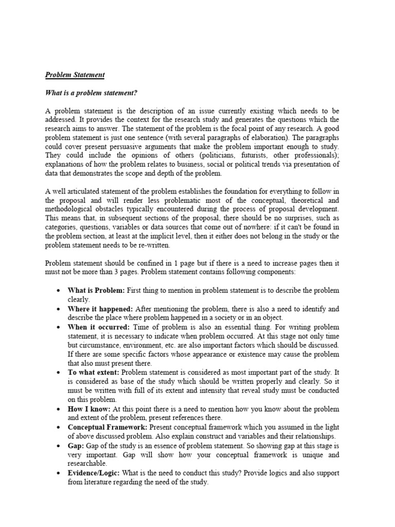 Understanding Problem Statements in Research | PDF | Methodology ...