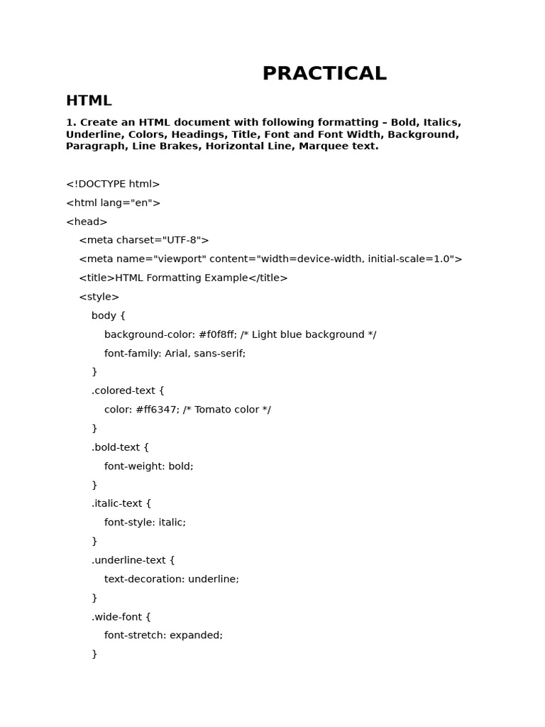 Practical W DD | PDF | Html Element | Html