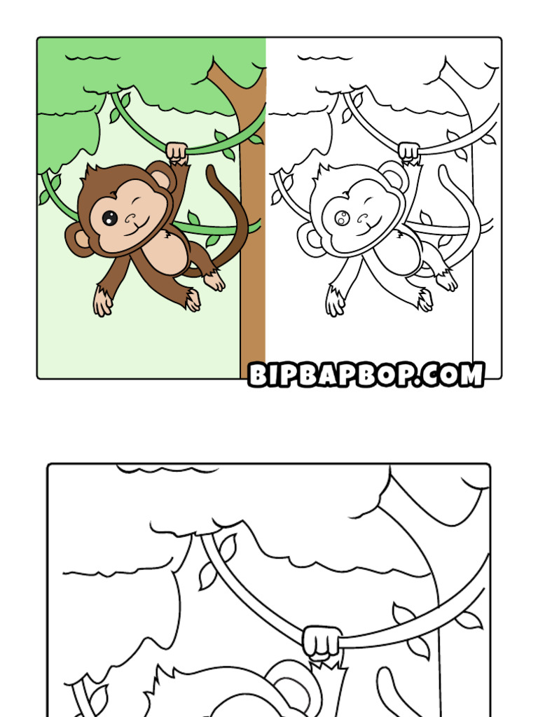 Hanging Monkey Coloring Page Letter | PDF
