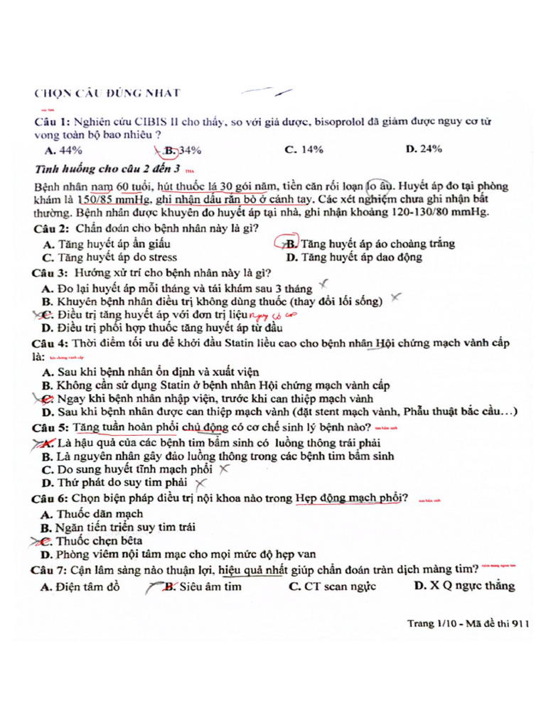 Đề CK1 Nội - YDS 2011 - 2012 - 2013 | PDF