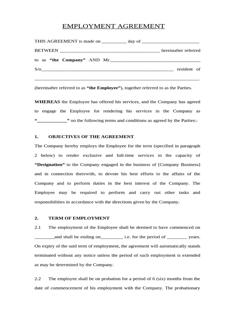 Employment Agreement N NN | PDF | Employment | Sick Leave
