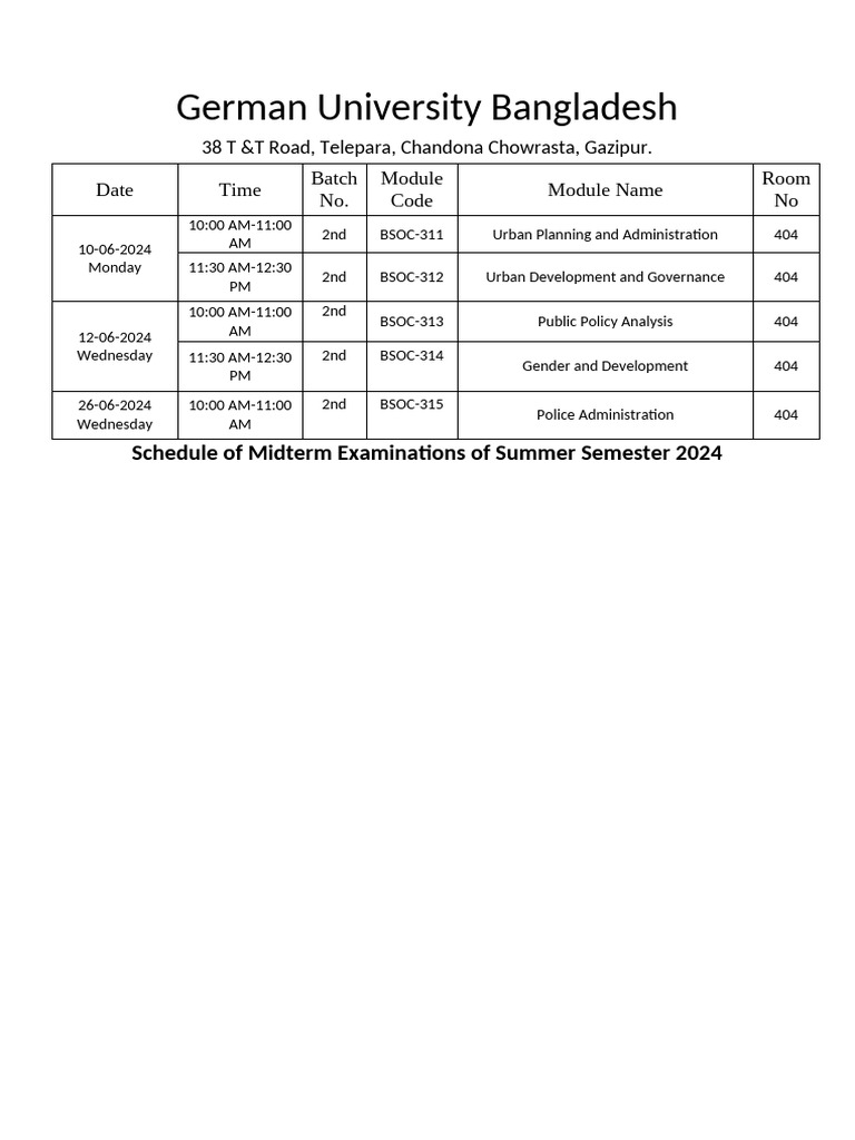 German University Bangladesh | PDF