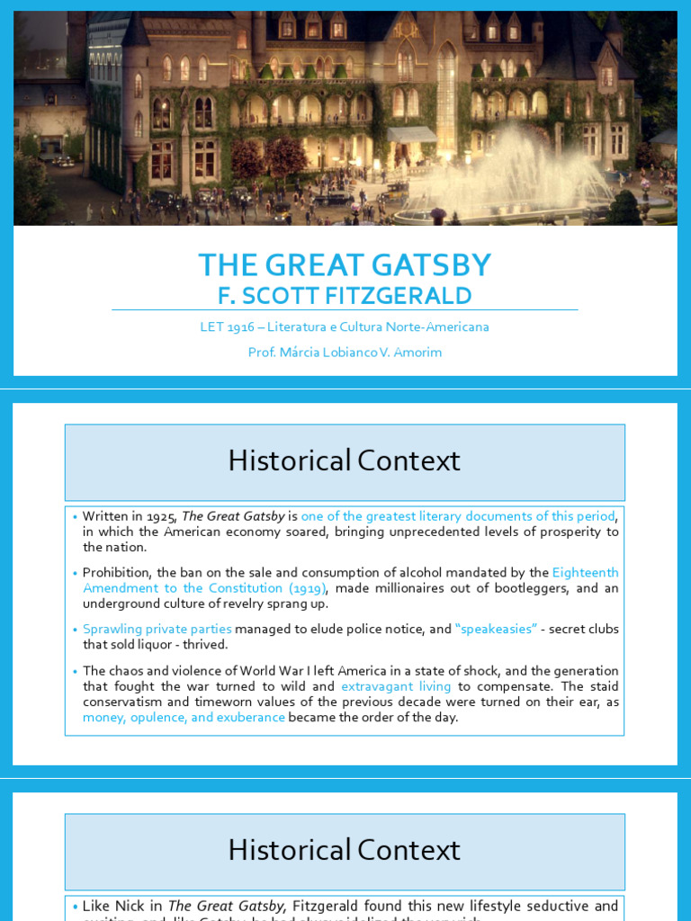 The Great Gatsby - Presentation | PDF | The Great Gatsby | F. Scott ...