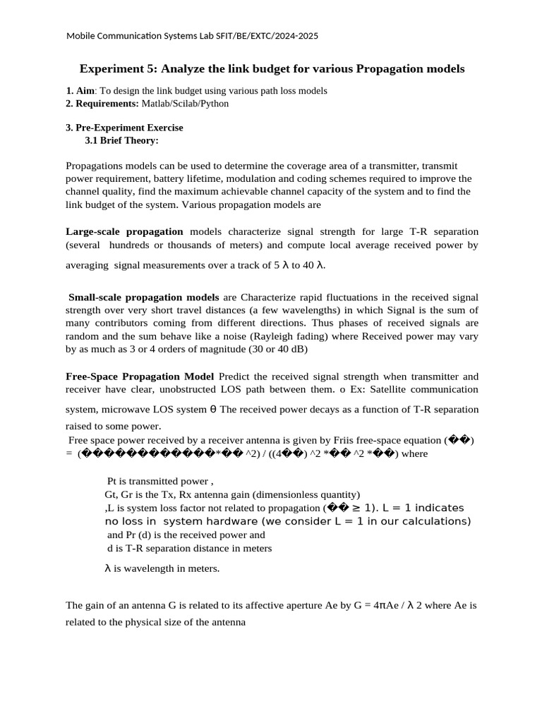 MCS EXP 5 2024-25 | PDF | Antenna (Radio) | Radio Propagation