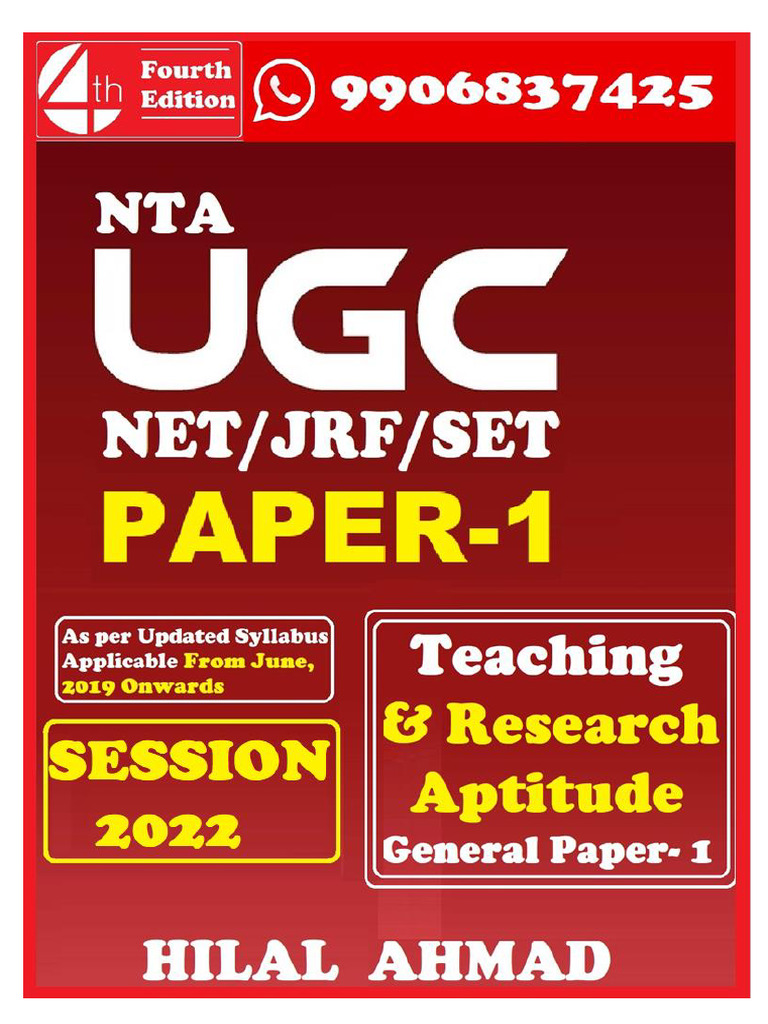 Ugc Net Paper 1 by Hilal Ahmad Reference Book | PDF | Learning | Teachers