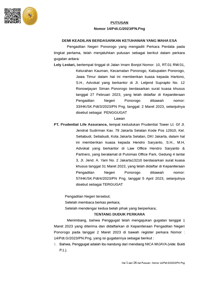 Putusan 14 PDT.G 2023 PN PNG 20241113213621 | PDF
