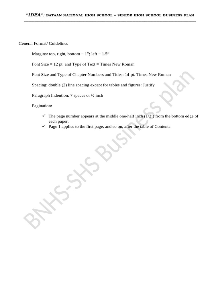 Bataan National High School Business Plan | PDF | Text | Business