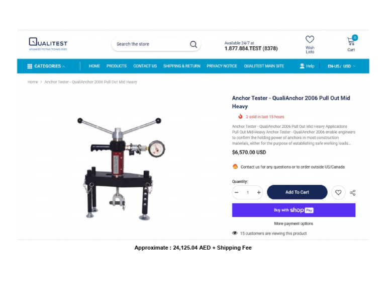 Quality Test Pull Out Tester | PDF