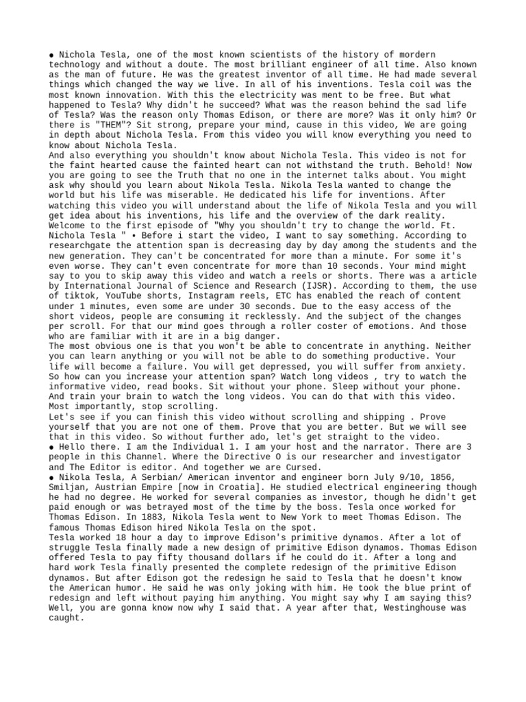 Nichola Tesla - 241115 - 201902 | PDF | Nikola Tesla | Thomas Edison