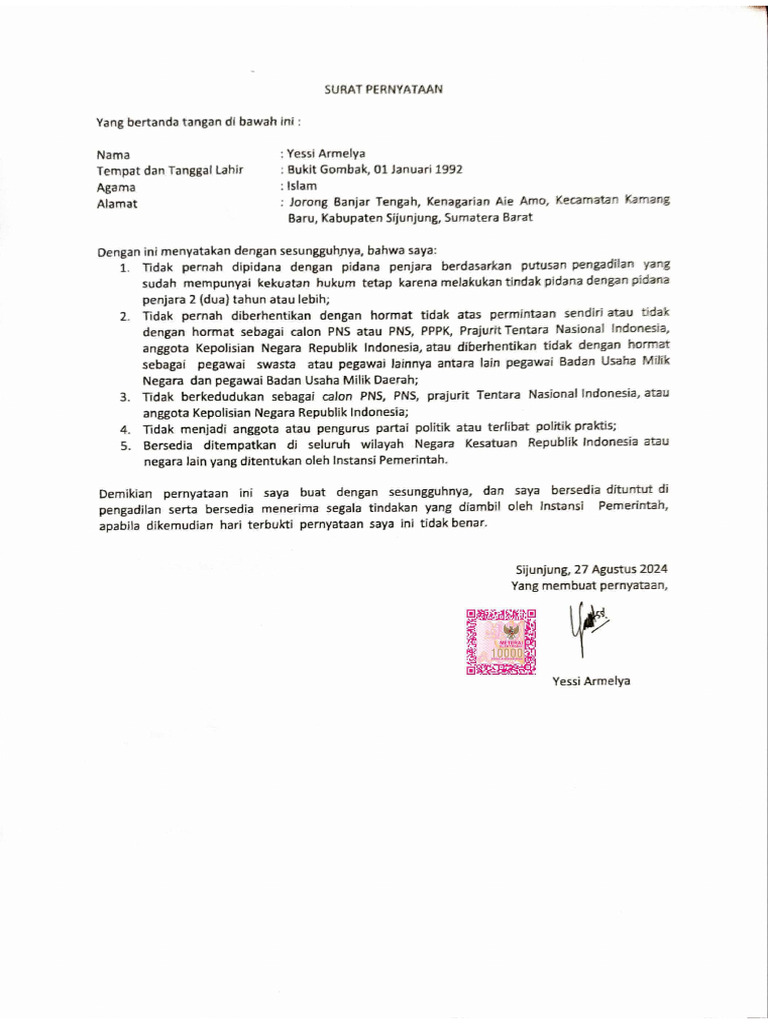 Signed Surat - Pernyataan - Lampiran - IV | PDF