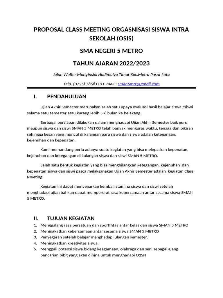 Proposal Class Meeting | PDF