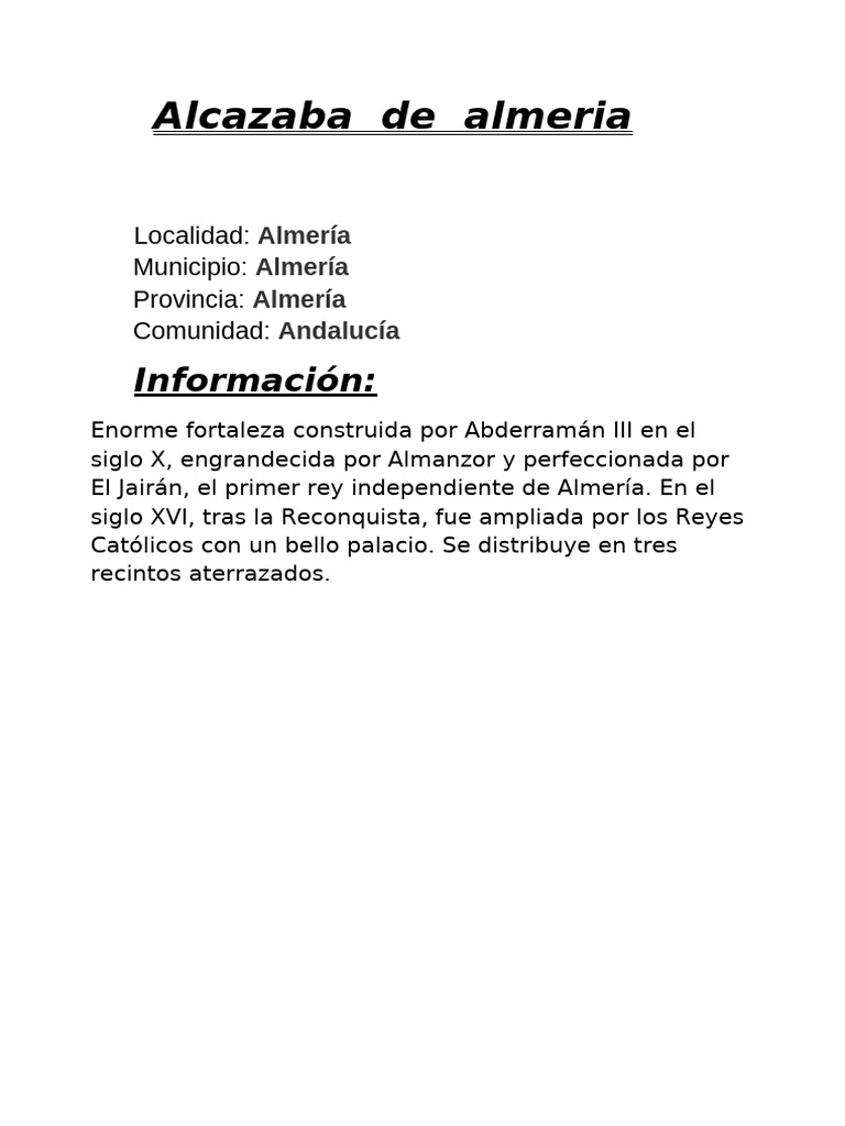 Alcazaba de Almeria | PDF