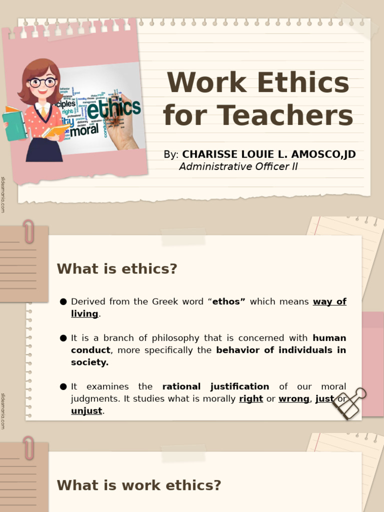 Work Ethics for Teachers Guide | PDF | Teachers | Learning