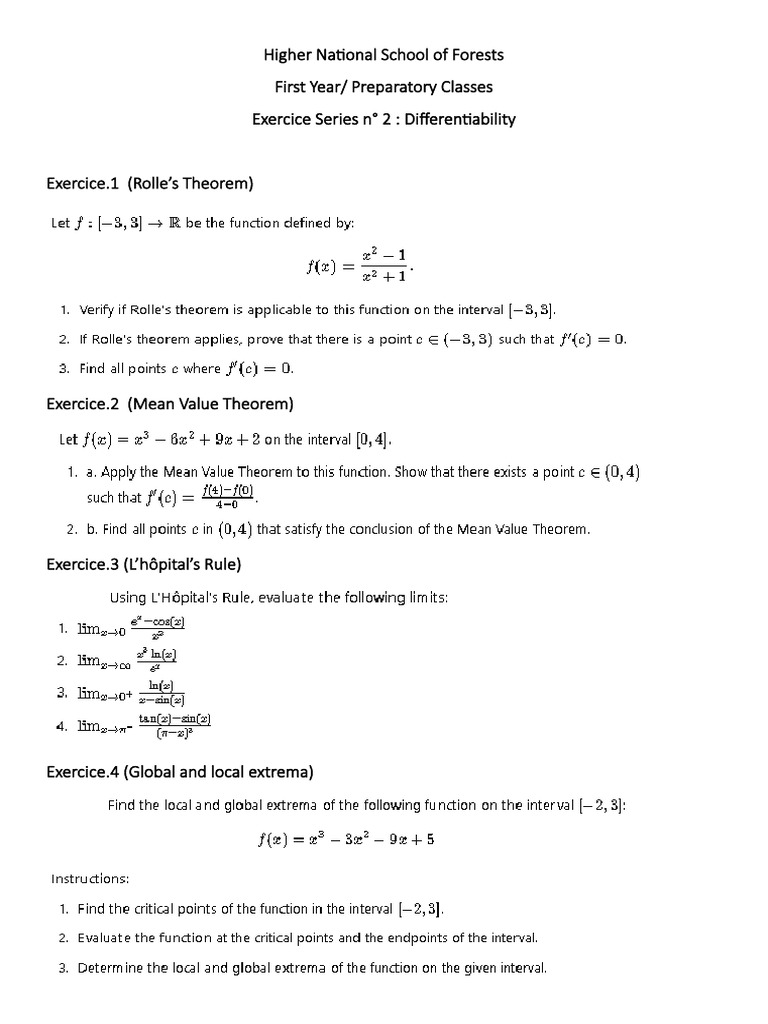 Calculus Exercises for Forestry Students | PDF | Teaching Methods & Materials | Science ...