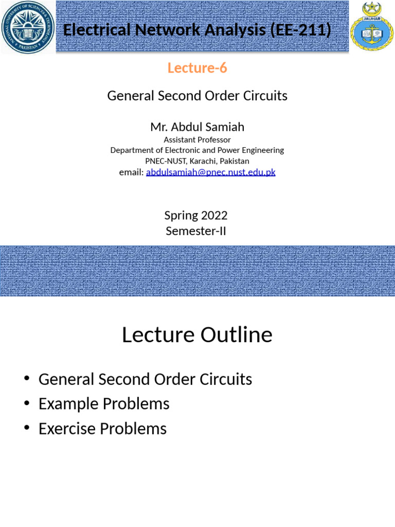 Lecture-6 General Second-Order Circuits | PDF | Electrical Network | Damping