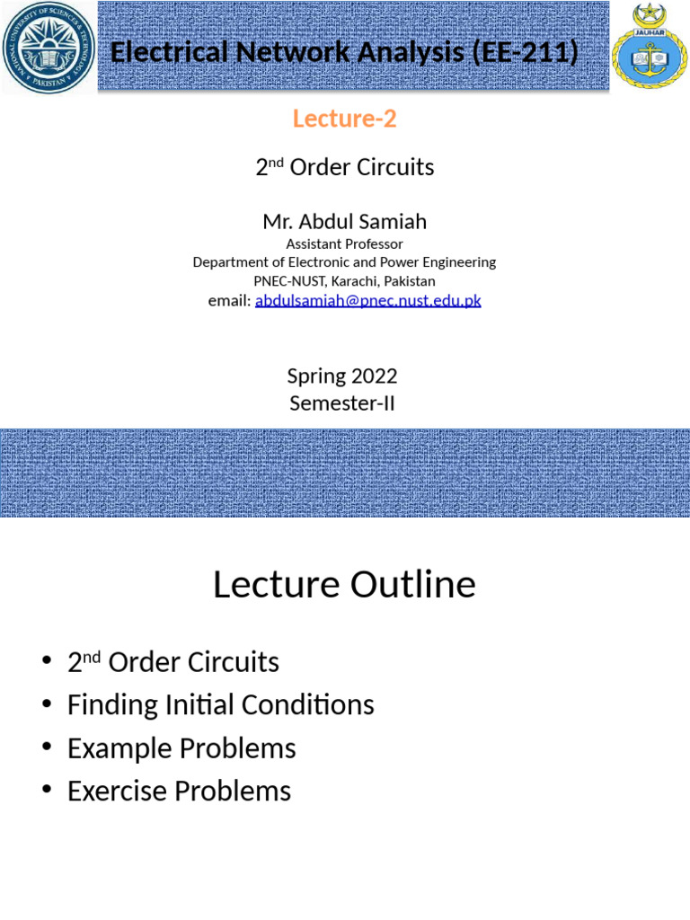 2nd Order Circuits Lecture Overview | PDF | Electrical Network | Capacitor