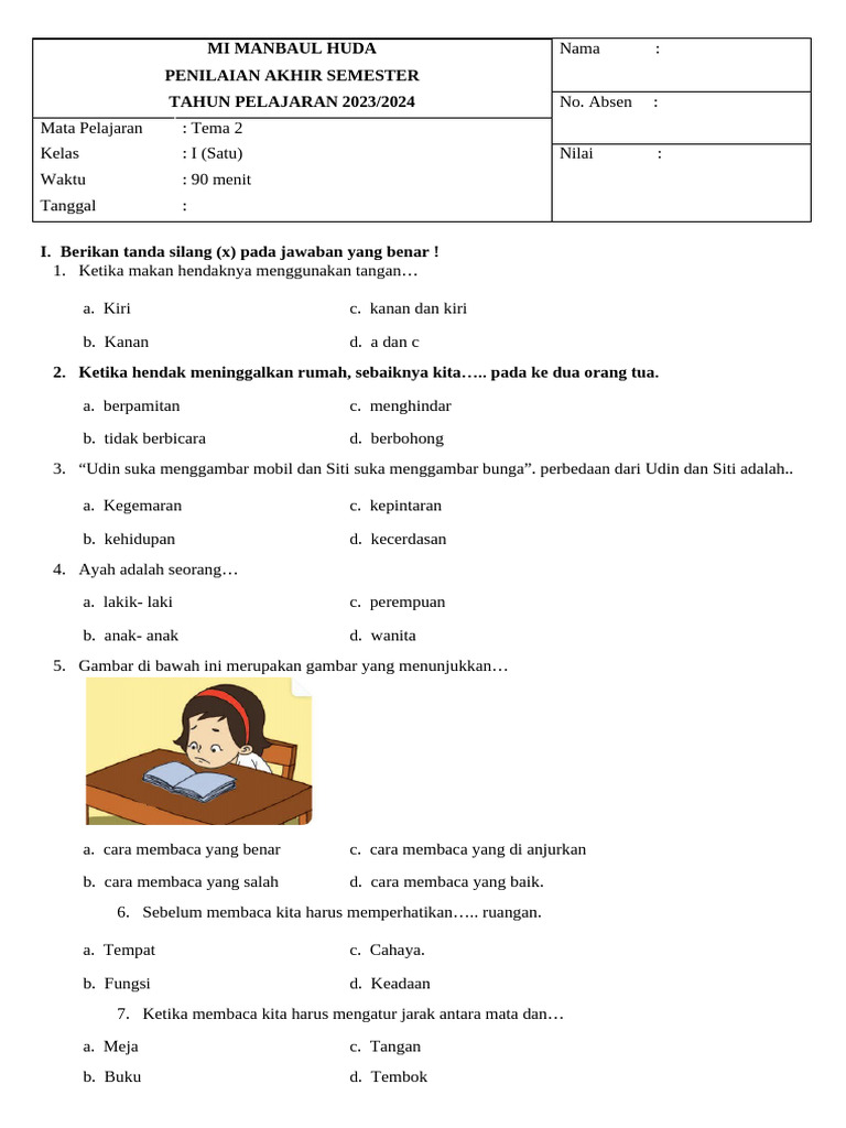 Soal Pas Tema 2 | PDF | Griya & Taman