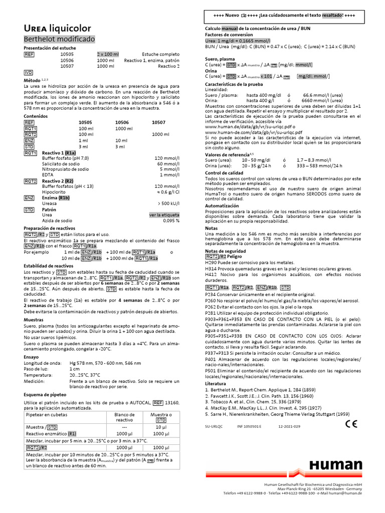 Determinación de Urea en Muestras Biológicas | PDF | Urea | Química