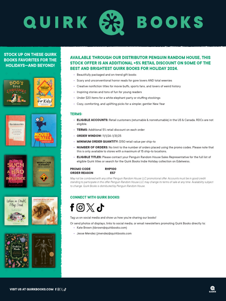 2024 Quirk Books Indie Holiday Promo Sell Sheet | PDF | Art