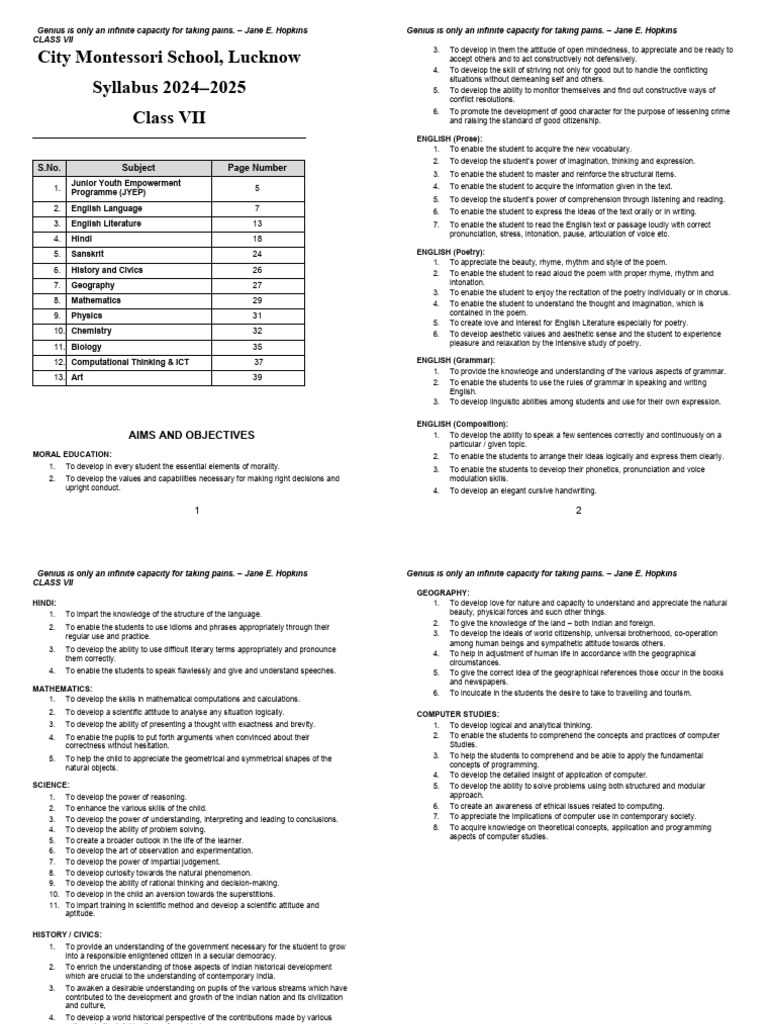 CMS-Class-7-Syllabus For Seven Grade | PDF | Verb | English Language