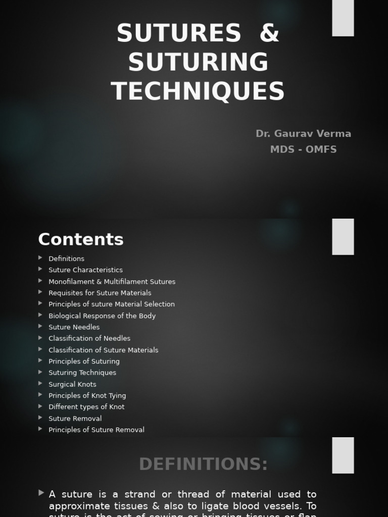 GRV Sutures & Suturing Techniques - 035041 | PDF | Surgical Suture | Knot