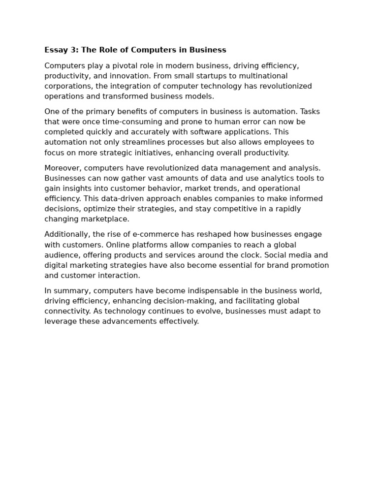 Essay 3 | PDF | Computers | Technology & Engineering