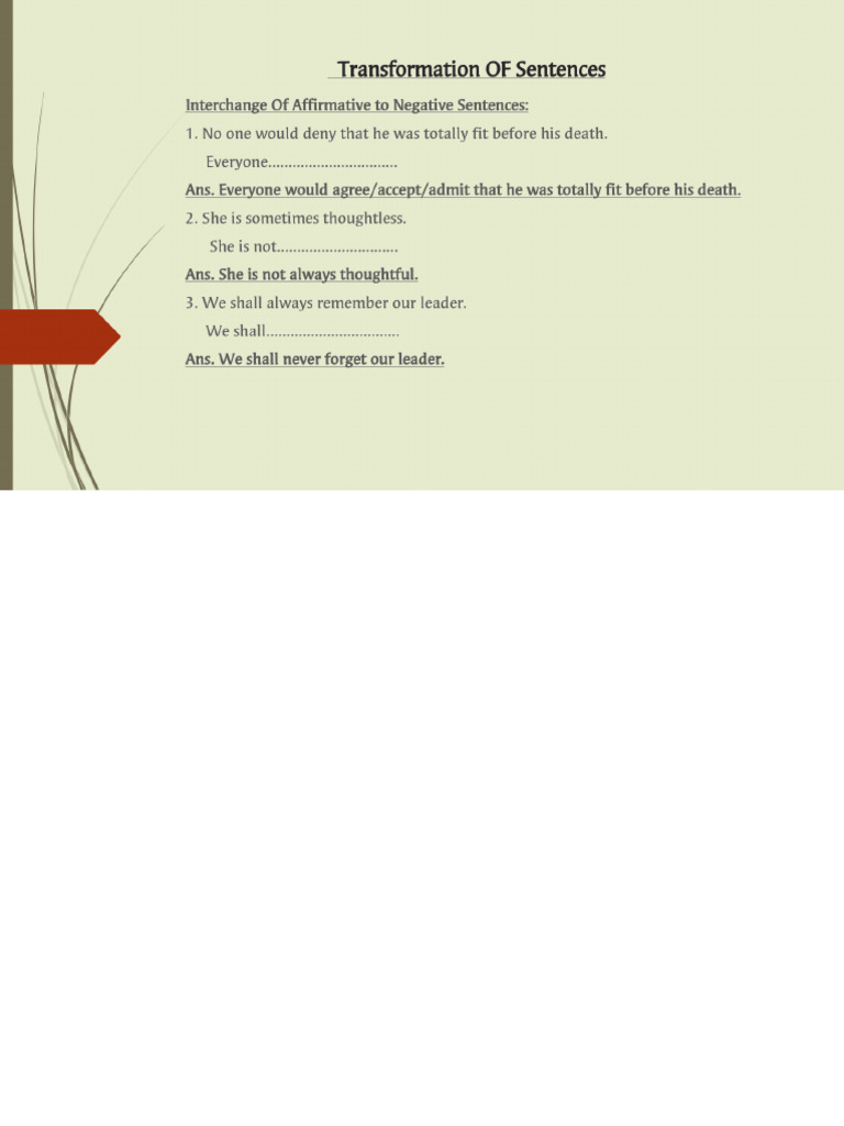 Affirmative and Negative Sentences | PDF